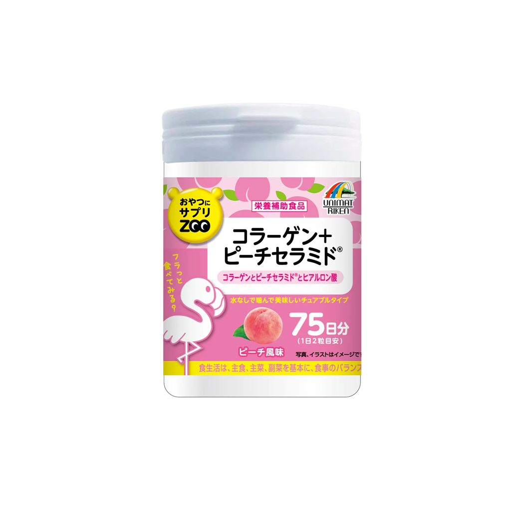 Unimat Riken Snack Supplement ZOO Collagen + Peach Ceramide 150 Tablets ...